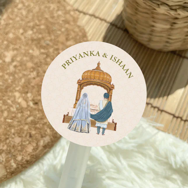 Indian Couple Traditional Wedding Classic Round Sticker | Zazzle