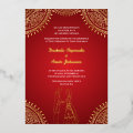 Indian Couple Wedding Red Gold Patterns Foil Invitation | Zazzle