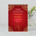 Indian Couple Wedding Red Gold Patterns Foil Invitation | Zazzle