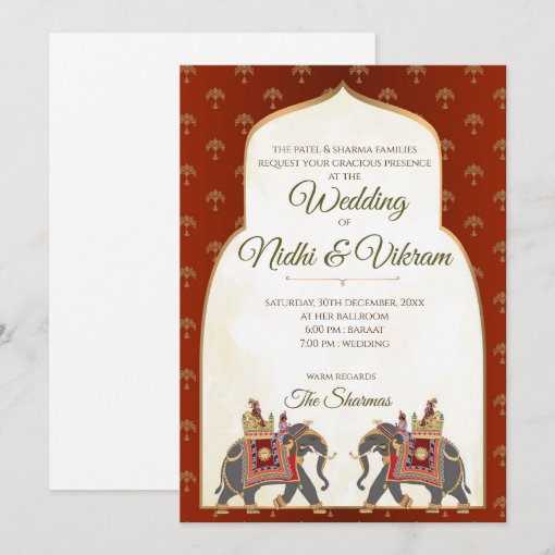 Indian Elephant invitations & Hindu wedding cards | Zazzle