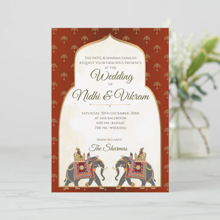 Indian Elephant invitations & Hindu wedding cards | Zazzle