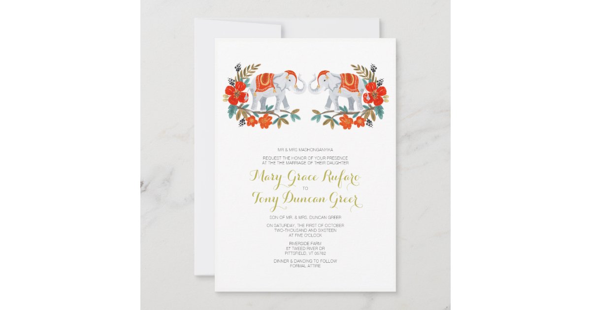 Indian Elephant Wedding Invitation | Zazzle