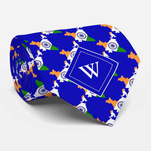 INDIAN Flag of India Monogram BLUE Neck Tie | Zazzle