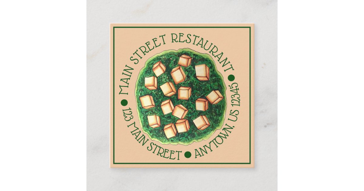 Indian Food Cuisine Restaurant Dish Saag Paneer Square Business Card ...