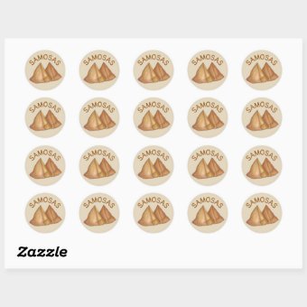 Indian Food Vegetarian Cooking Fried Samosas Classic Round Sticker | Zazzle