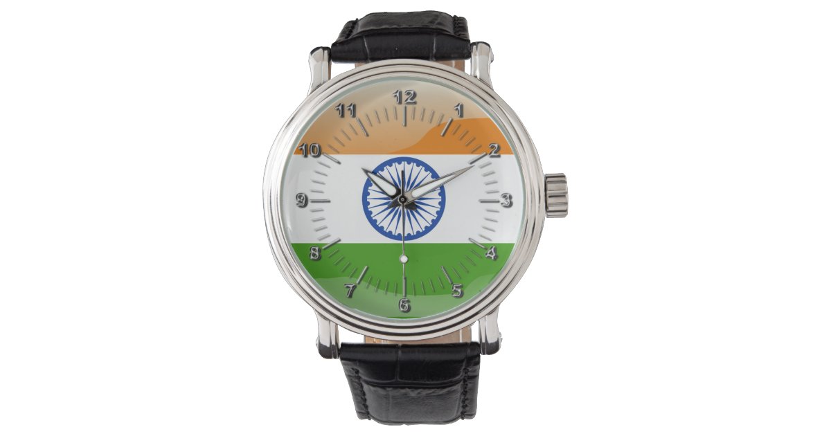 Indian glossy flag watch | Zazzle