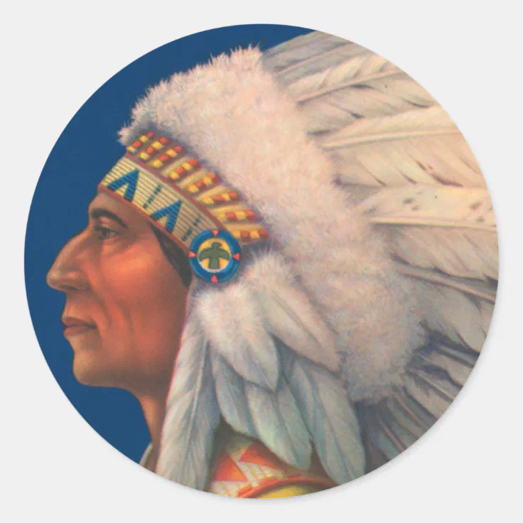 Indian Head Classic Round Sticker | Zazzle