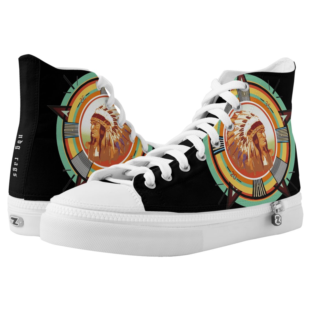 Indian Head Test Pattern Black High-Top Sneakers | Zazzle