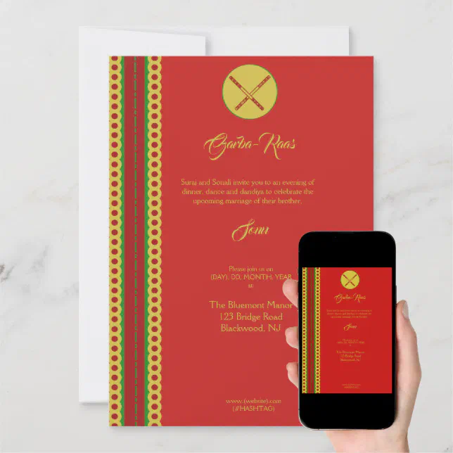 Indian Hindu Ganesh Wedding Invite Garba Mehndi | Zazzle