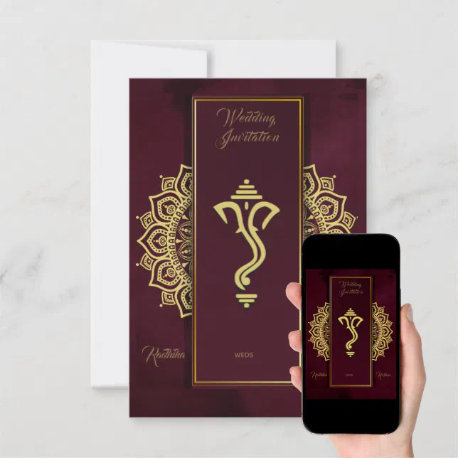 Indian hindu wedding Ganesha invitation | Zazzle