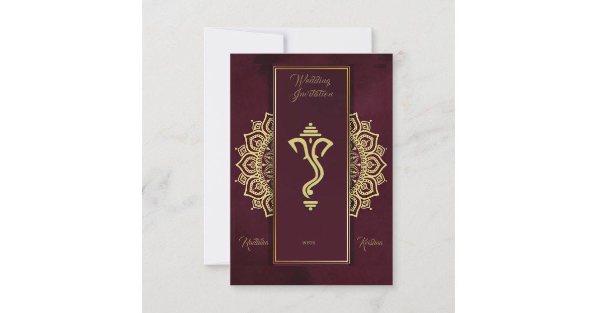 Indian hindu wedding Ganesha invitation | Zazzle