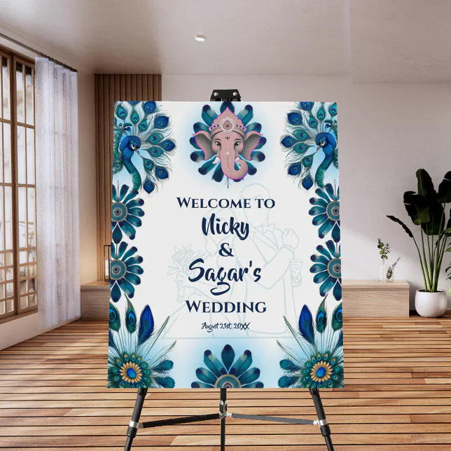 Indian Hindu Wedding Welcome Sign Foam Board | Zazzle