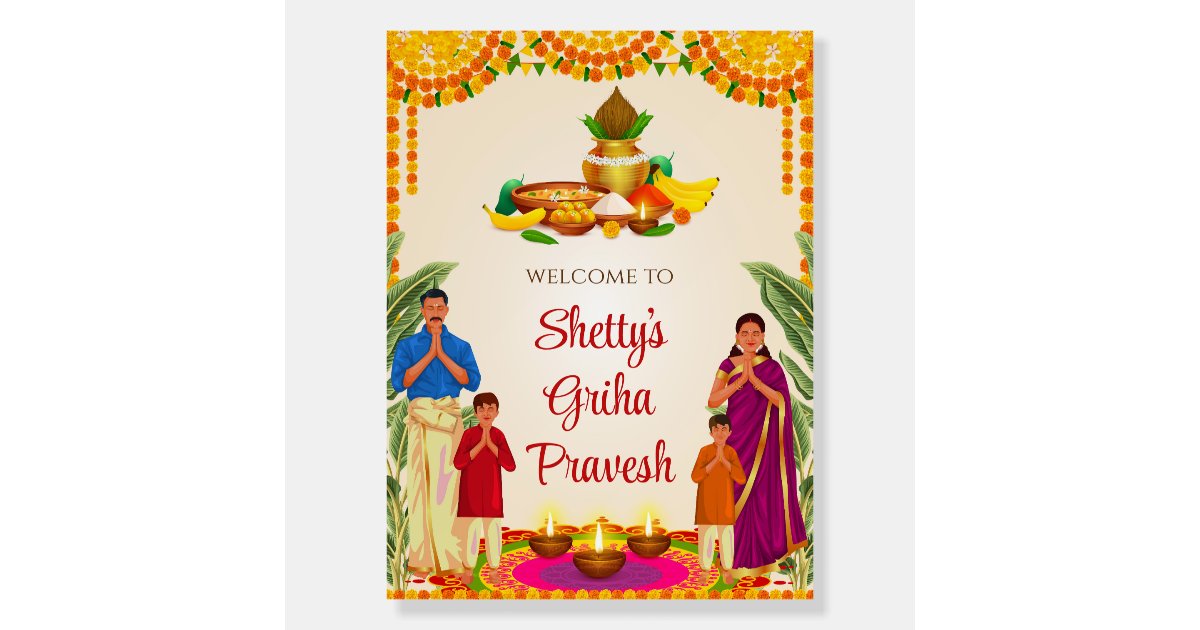 Indian Housewarming banner & Grihapravesham signs | Zazzle