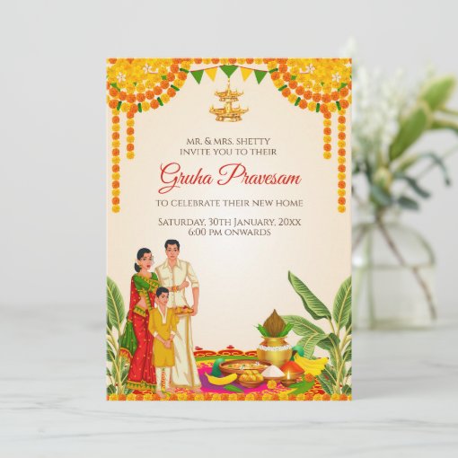 Indian Housewarming cards as Digital Pooja invite | Zazzle