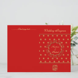 Indian Inspired Bi-fold Wedding Program Red & Gold | Zazzle