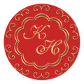 Indian Inspired Monogram Stickers in Red & 'Gold' | Zazzle