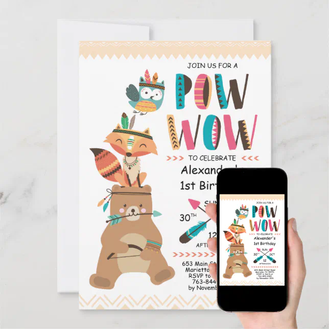 Indian Native American Pow Wow Birthday Invitation | Zazzle