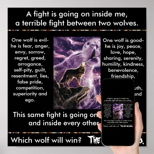 Indian Parable: Two Wolves Poster | Zazzle