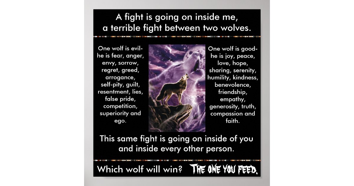 Indian Parable: Two Wolves Poster | Zazzle