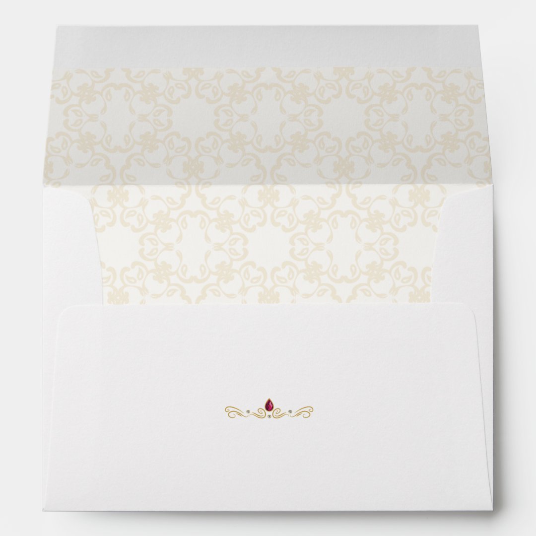 Indian Pattern Lined Wedding Invitation Envelope | Zazzle