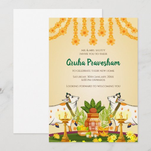 Indian Pooja invitation Gruha Pravesam invite | Zazzle