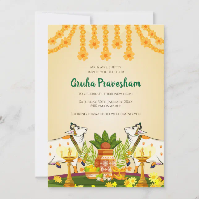 Indian Pooja invitation Gruha Pravesam invite | Zazzle