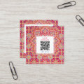 Indian Red Geometric QR Code Social Media Icons Square Business Card ...