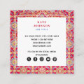 Indian Red Geometric QR Code Social Media Icons Square Business Card ...