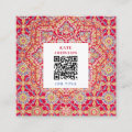 Indian Red Geometric QR Code Social Media Icons Square Business Card ...