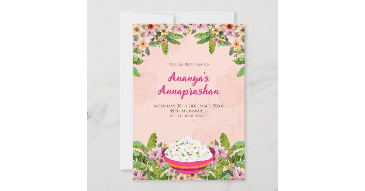 Indian Rice weaning ceremony invitation Digital | Zazzle