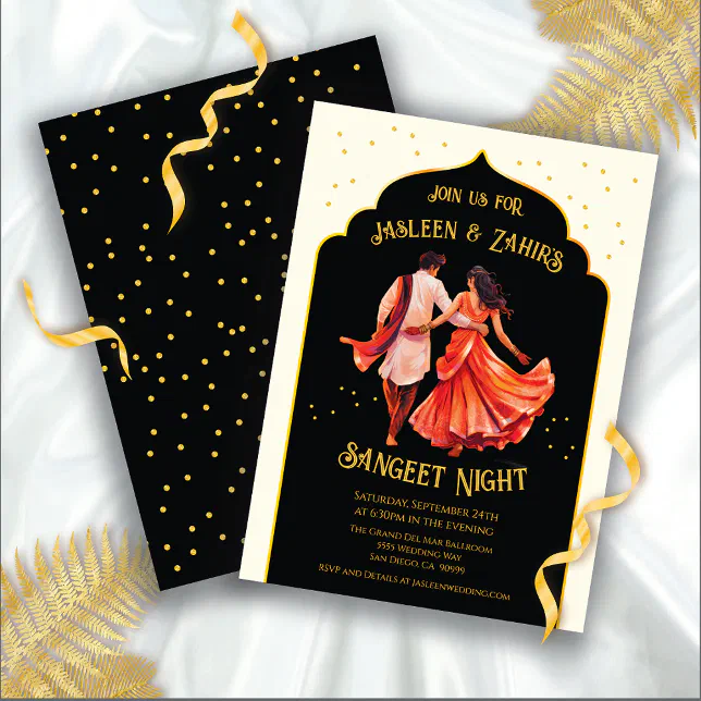 Indian Sangeet Night Dancing Couple Invitation | Zazzle