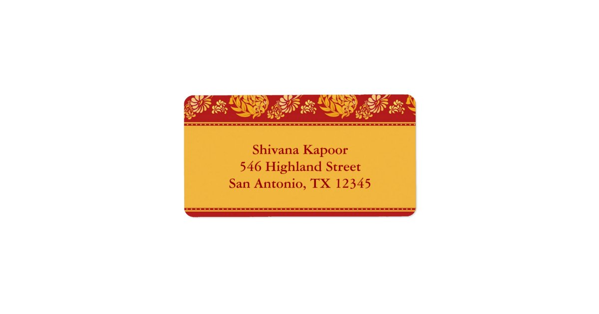 Indian Shipping Address Label | Zazzle