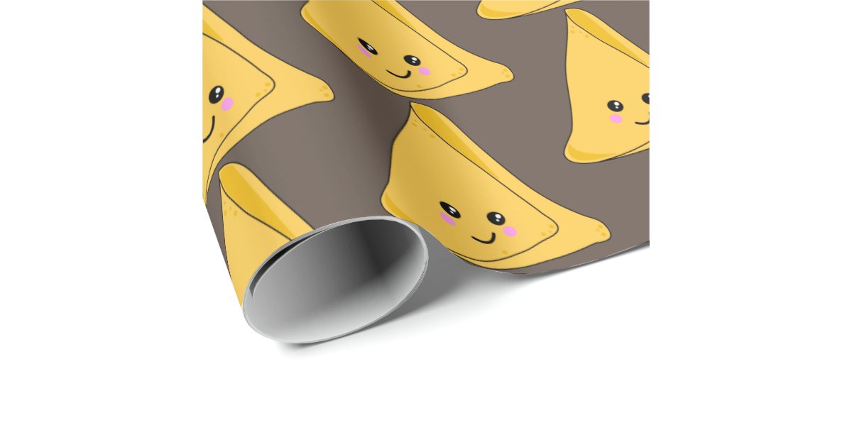Indian Snack Samosa Cute Kawaii Food Patterned Wrapping Paper | Zazzle