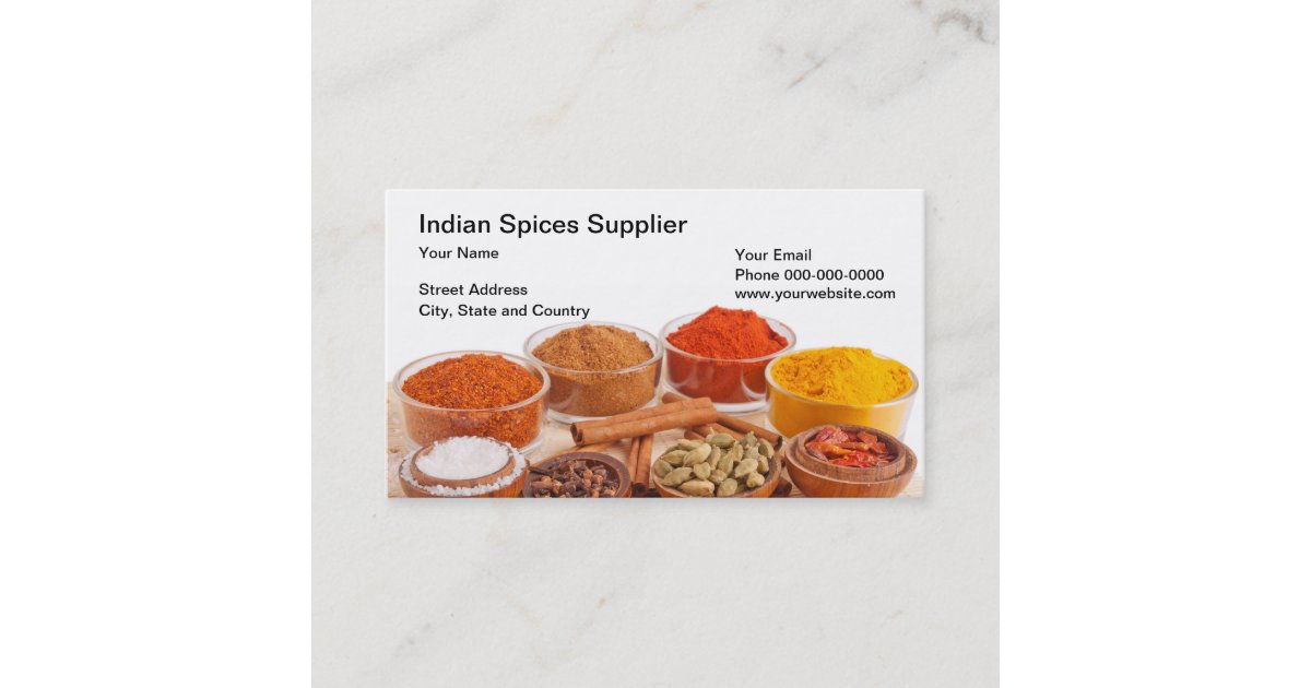 Indian Spices Supplier Business Card | Zazzle