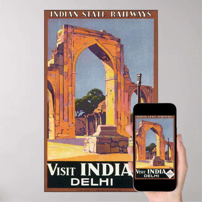Indian State Railways Visit India Delhi Poster | Zazzle