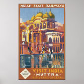 Indian State Railways Visit India Muttra Poster | Zazzle