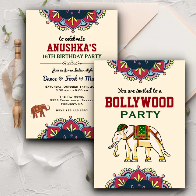 Indian Style Bollywood Party Birthday Invitation | Zazzle