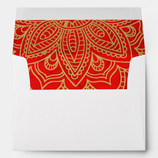 Indian Style Red Gold Color Elegant Wedding Envelope | Zazzle.com