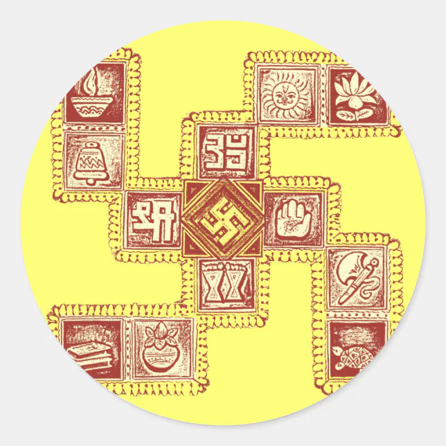 Indian Traditional Swastika Classic Round Sticker | Zazzle