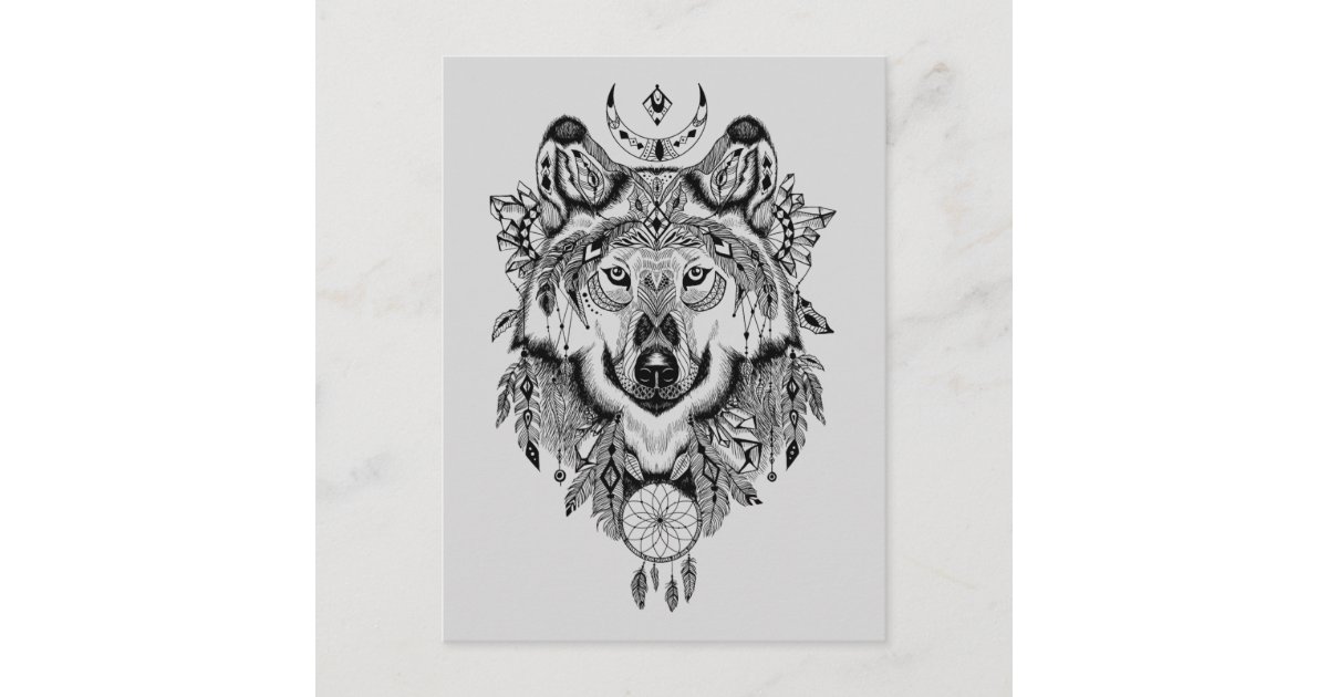 Indian Tribal Wolf Postcard | Zazzle
