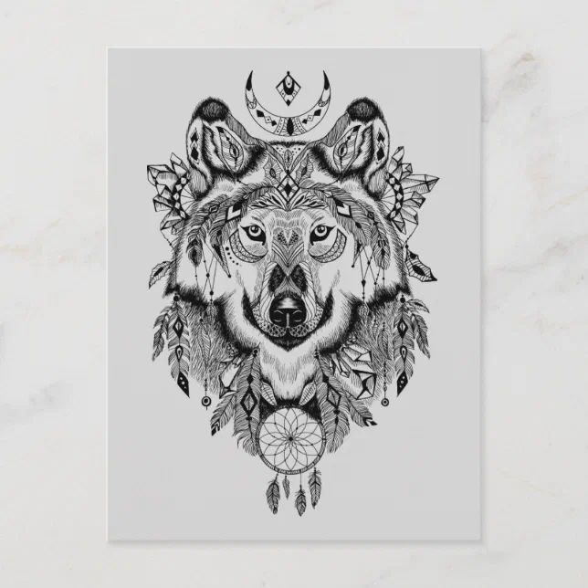 Indian Tribal Wolf Postcard | Zazzle