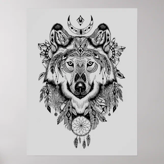 Indian Tribal Wolf Poster | Zazzle
