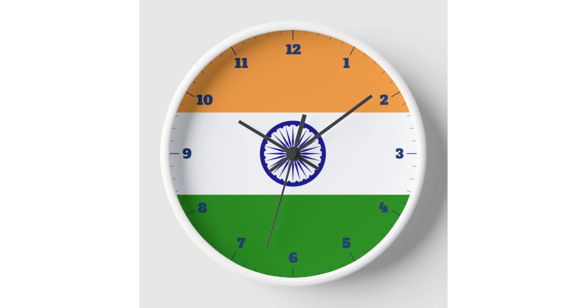 INDIAN TRICOLOR FLAG CLOCK | Zazzle