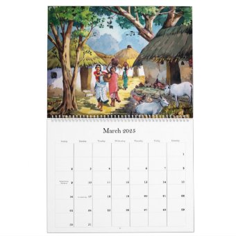 Indian village painting calendar | Zazzle