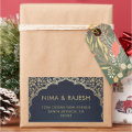Indian Wedding Address Labels, Blue and Gold Rectangular Sticker | Zazzle