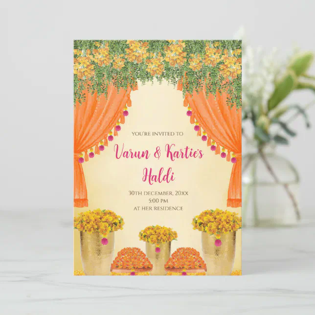 Indian wedding cards Haldi ceremony invitations | Zazzle