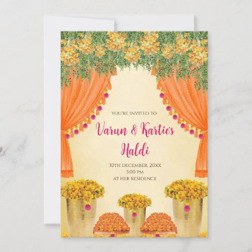 Indian wedding cards Haldi ceremony invitations | Zazzle