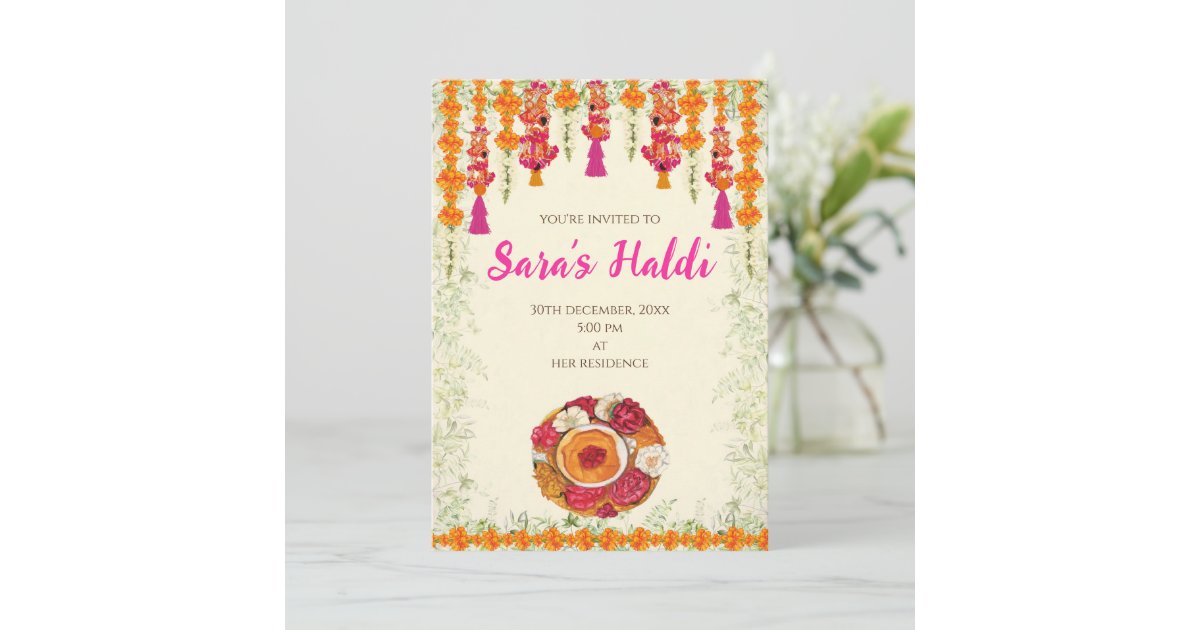Indian wedding Haldi ceremony invitations | Zazzle