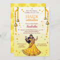 Indian wedding Haldi pithi bride cartoon Invitation | Zazzle
