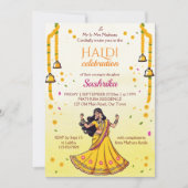 Indian wedding Haldi pithi bride cartoon Invitation | Zazzle